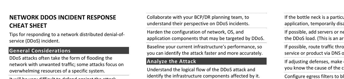 Network DDoS Incident Response Cheat Sheet