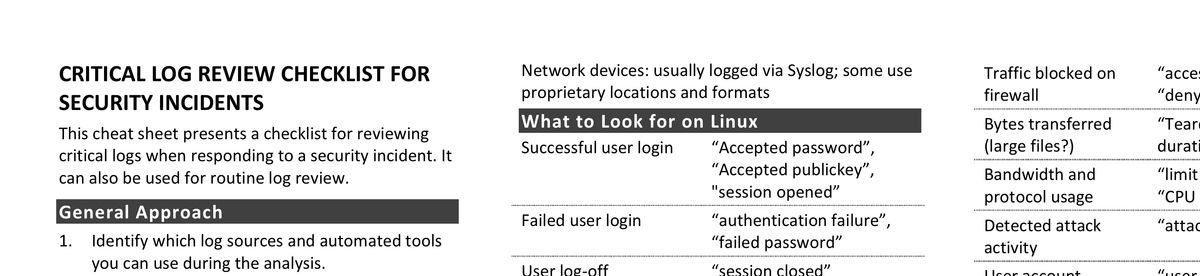 Critical Log Review Checklist for Security Incidents